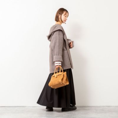 Rie Miller(リエミラー)のハーフ丈フーディー リバー風ニットコート